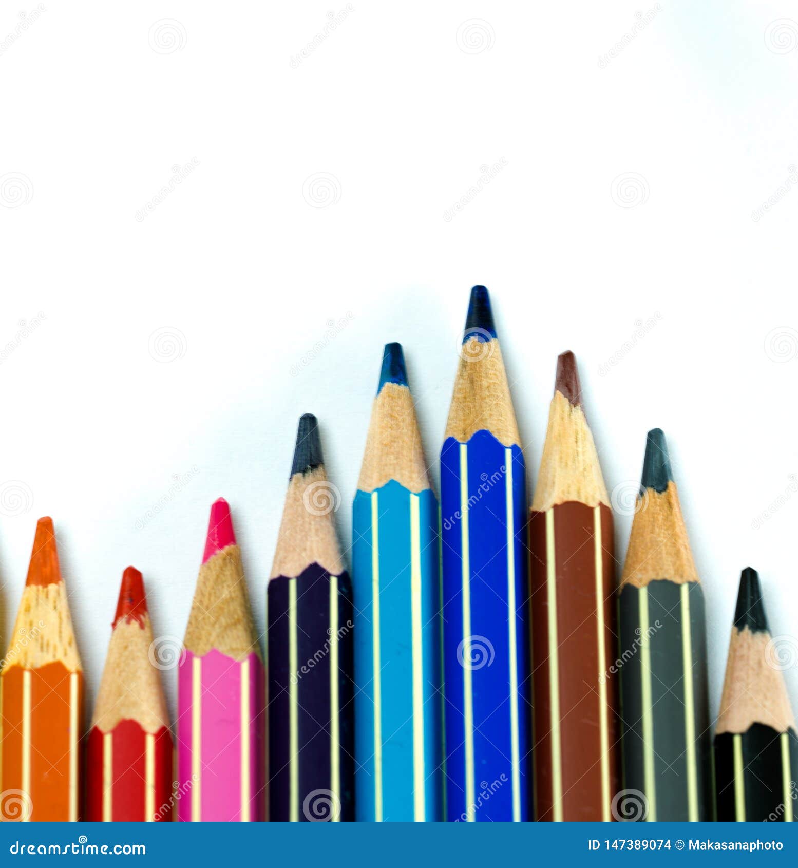 Waves of Colored Pencils on a White Background Stock Photo - Image of ...