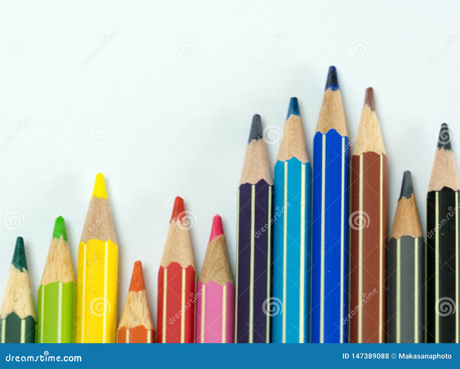 Waves of Colored Pencils on a White Background Stock Photo - Image of ...