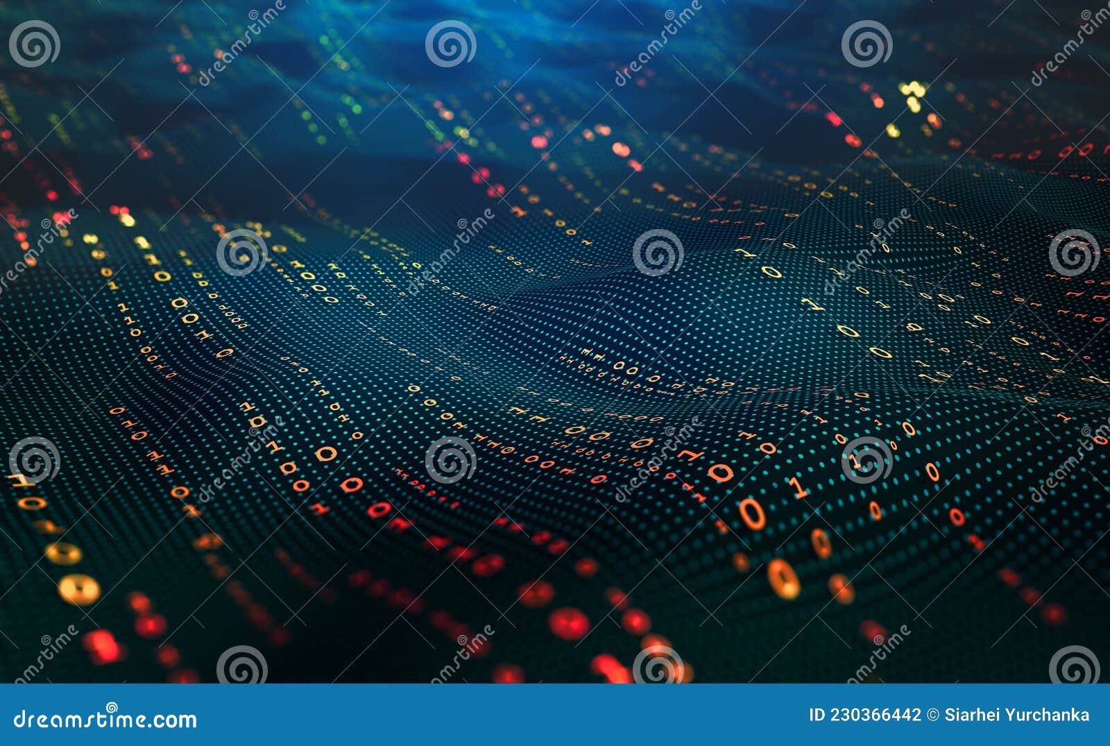 Waves Of Computer Code Binary Code Big Data Information Field Binary