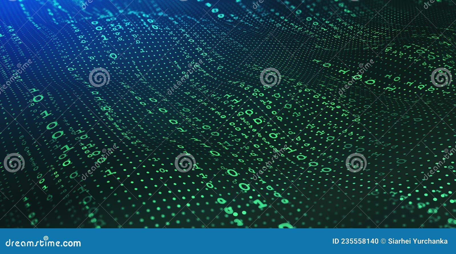 Waves of Computer Code. Binary Code Big Data Stock Illustration - Illustration of flowing ...