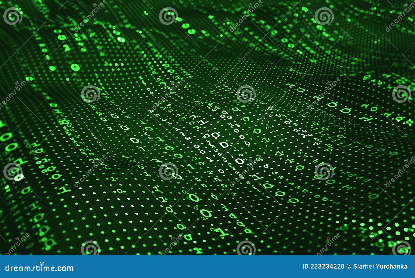 Waves of Computer Code. Binary Code Big Data. Internet Technologies of the Future, the Flow of ...