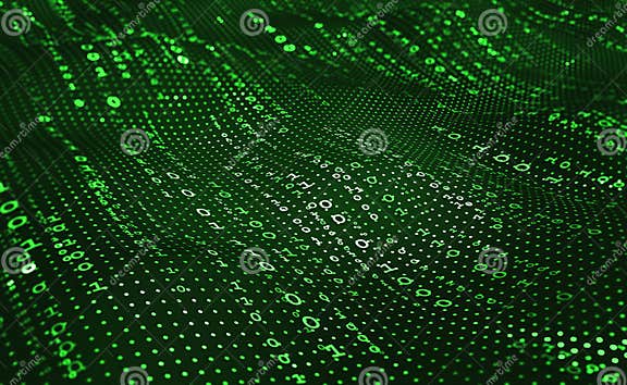 Waves of Computer Code. Binary Code Big Data. Internet Technologies of the Future, the Flow of ...