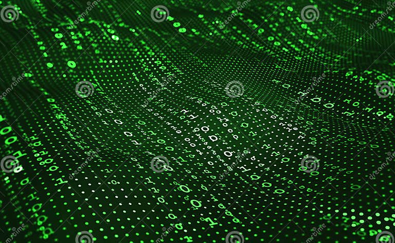 Waves of Computer Code. Binary Code Big Data. Internet Technologies of the Future, the Flow of ...