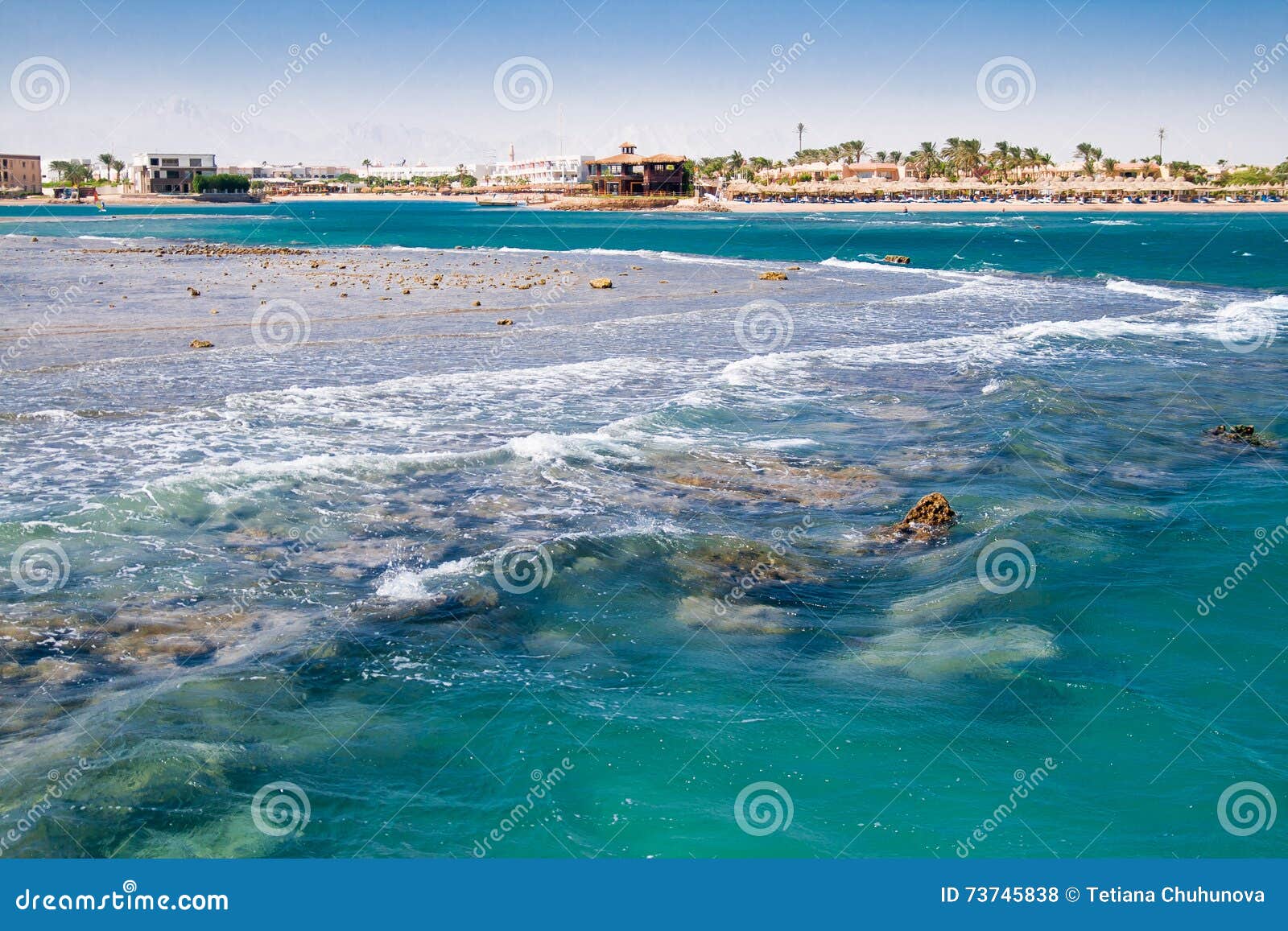 Waves on a Coral Reef in Hurghada Stock Photo - Image of coastline ...