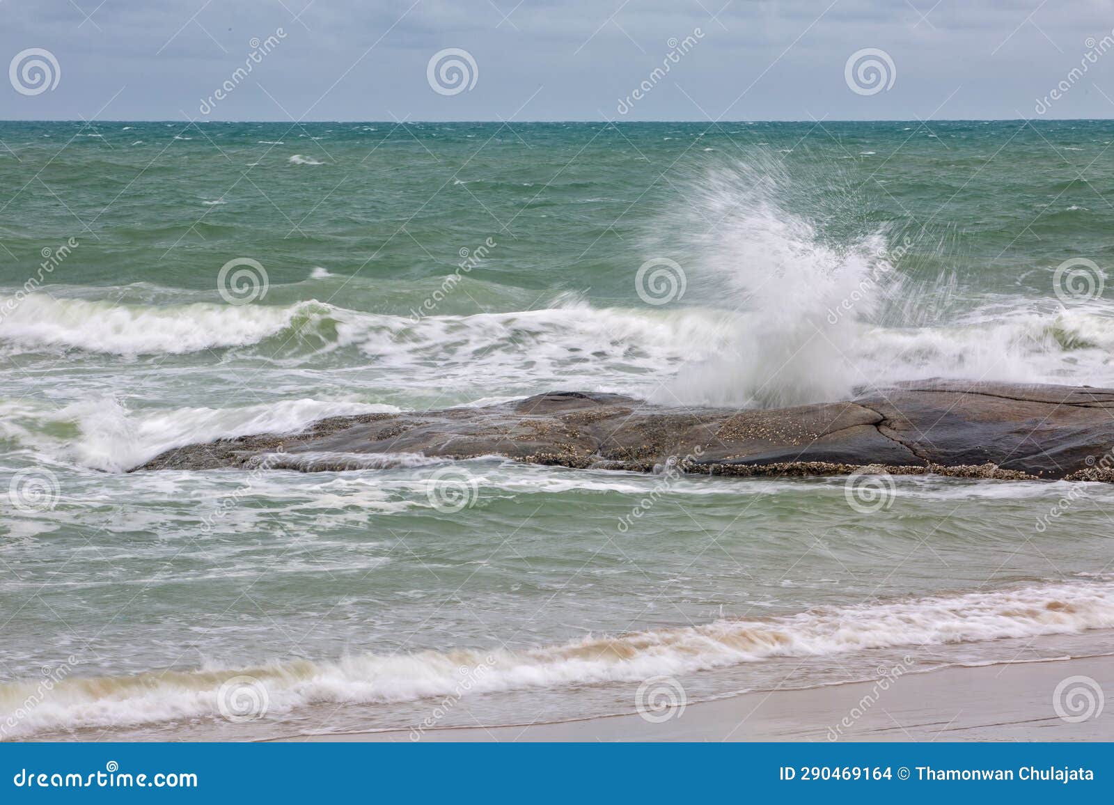 Waves Crash Against the Rocks on Beach Stock Photo - Image of vacation ...