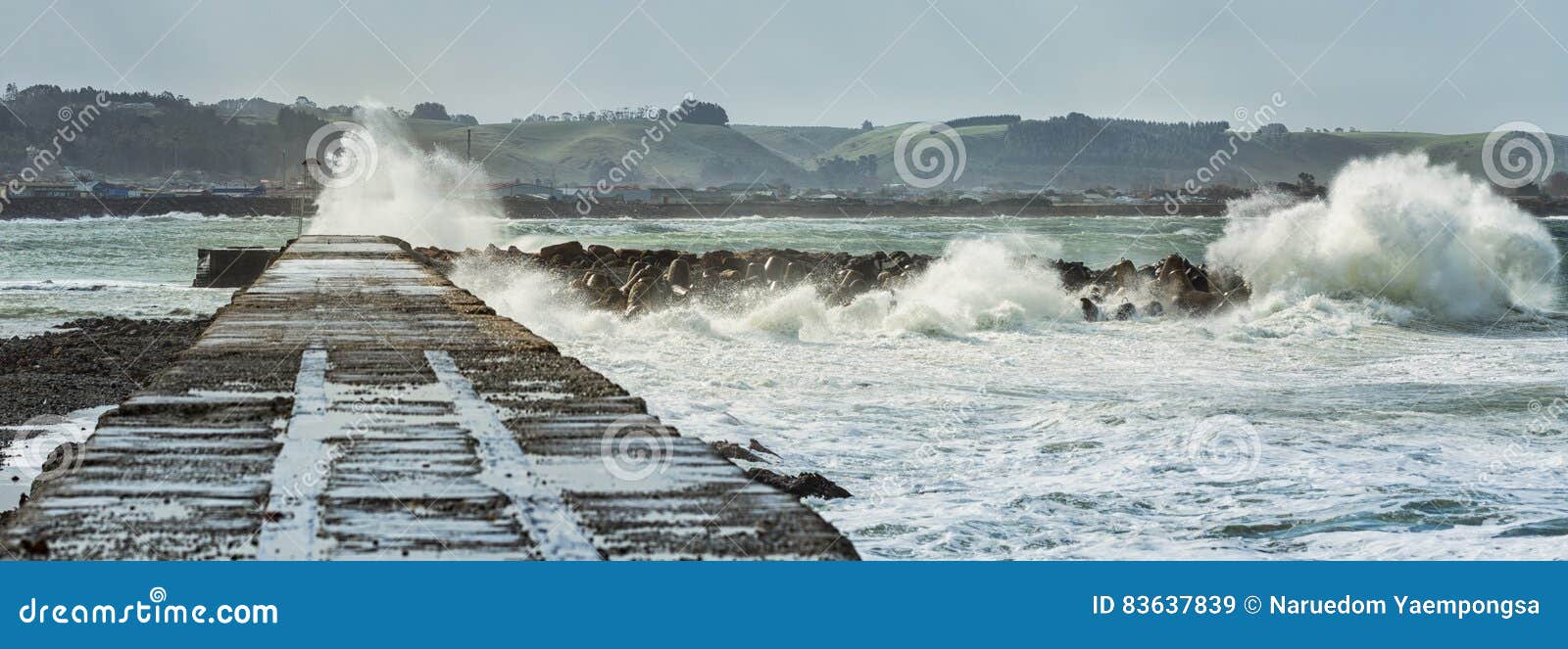 Waves Crash on a Breakwater Stock Image - Image of flying, beach: 83637839