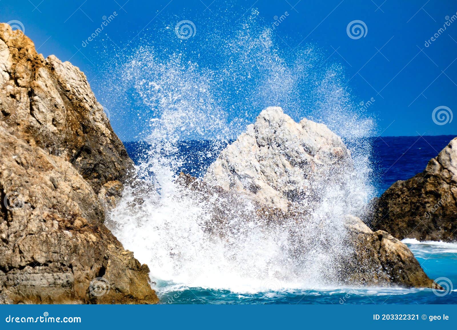 Waves crash on rock stock image. Image of beach, travelphotography ...