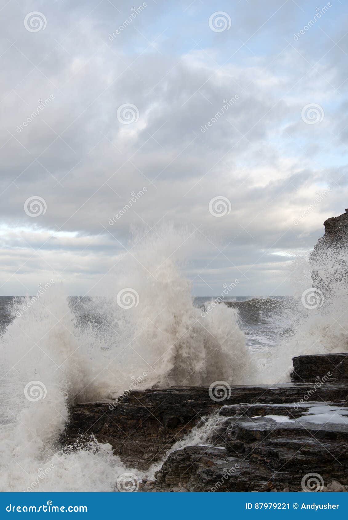 Waves Crash on the Rocks. stock image. Image of high - 87979221
