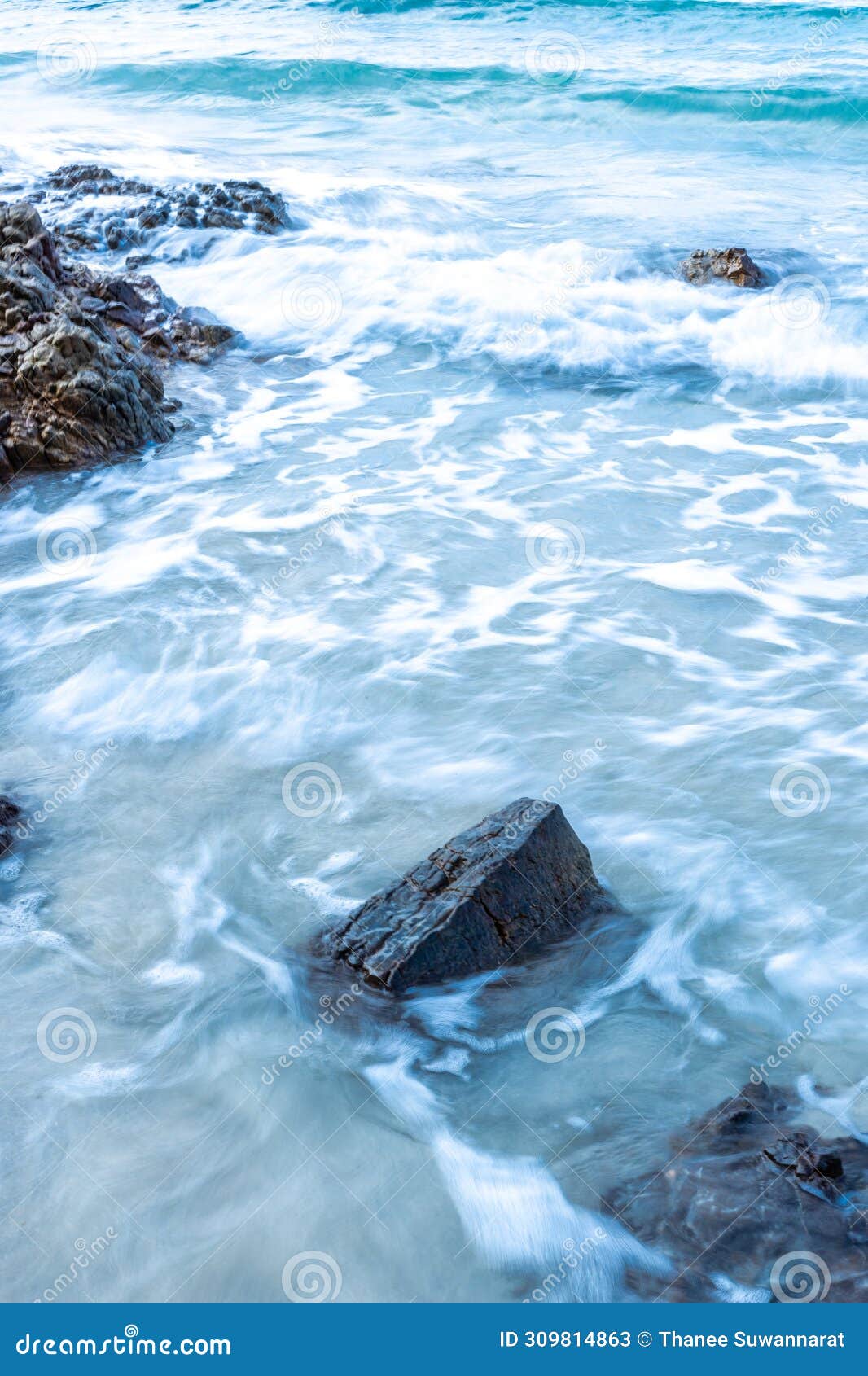 Ocean Waves Crash on the Rocky Beach. Stock Image - Image of beach ...