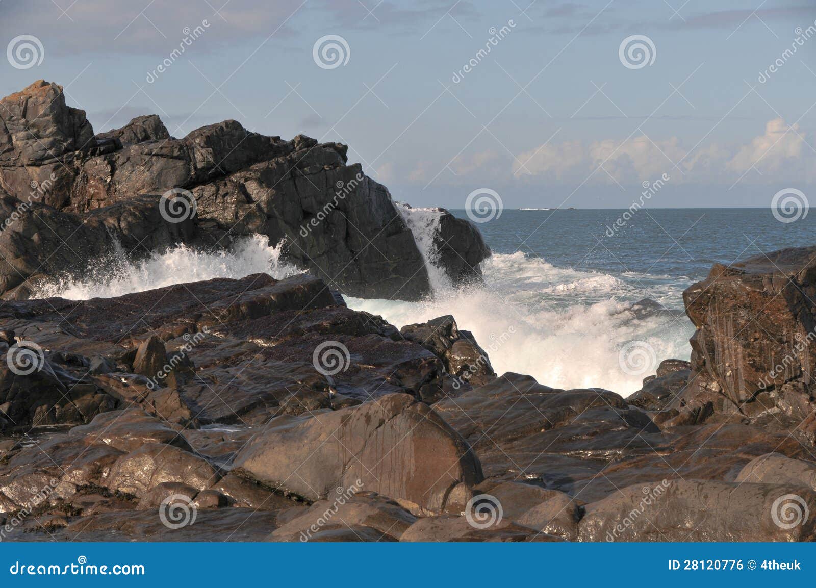 Waves Crashing Against Rocks Stock Photo - Image of horizontal ...
