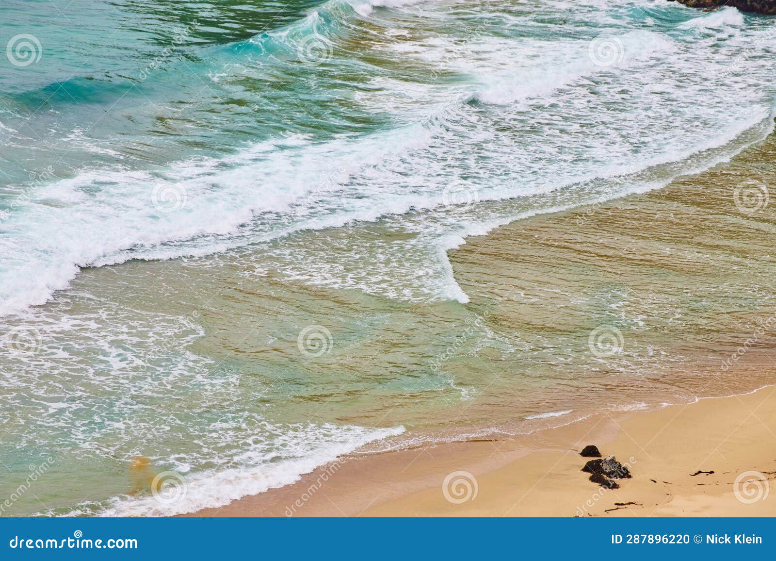 Waves Crashing Against Sandy Shore with Exposed Sandy Beach on Bottom ...