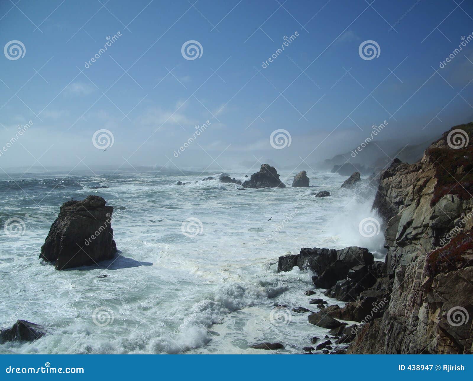 Waves Crashing into the Cliff Stock Image - Image of monterey ...