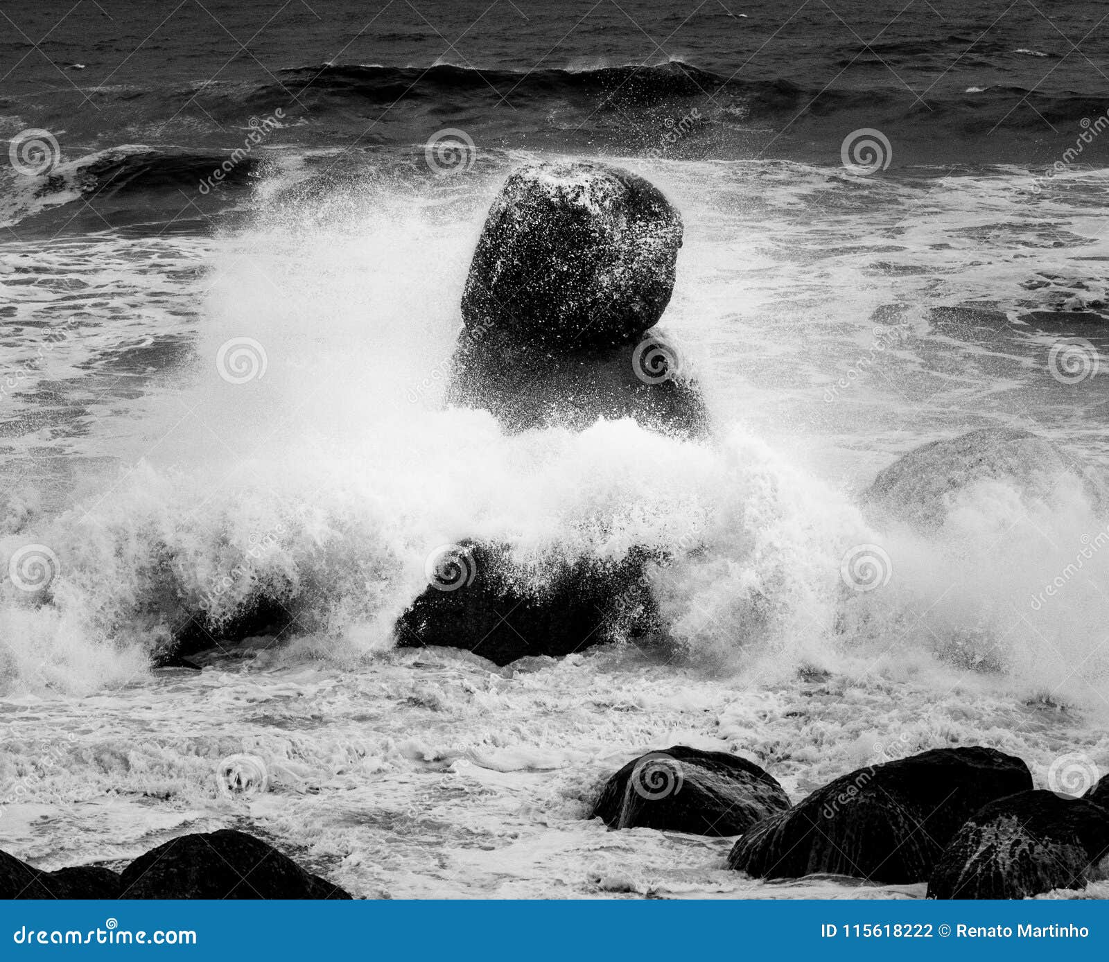 Waves Crashing in Rock 2 stock photo. Image of beach - 115618222
