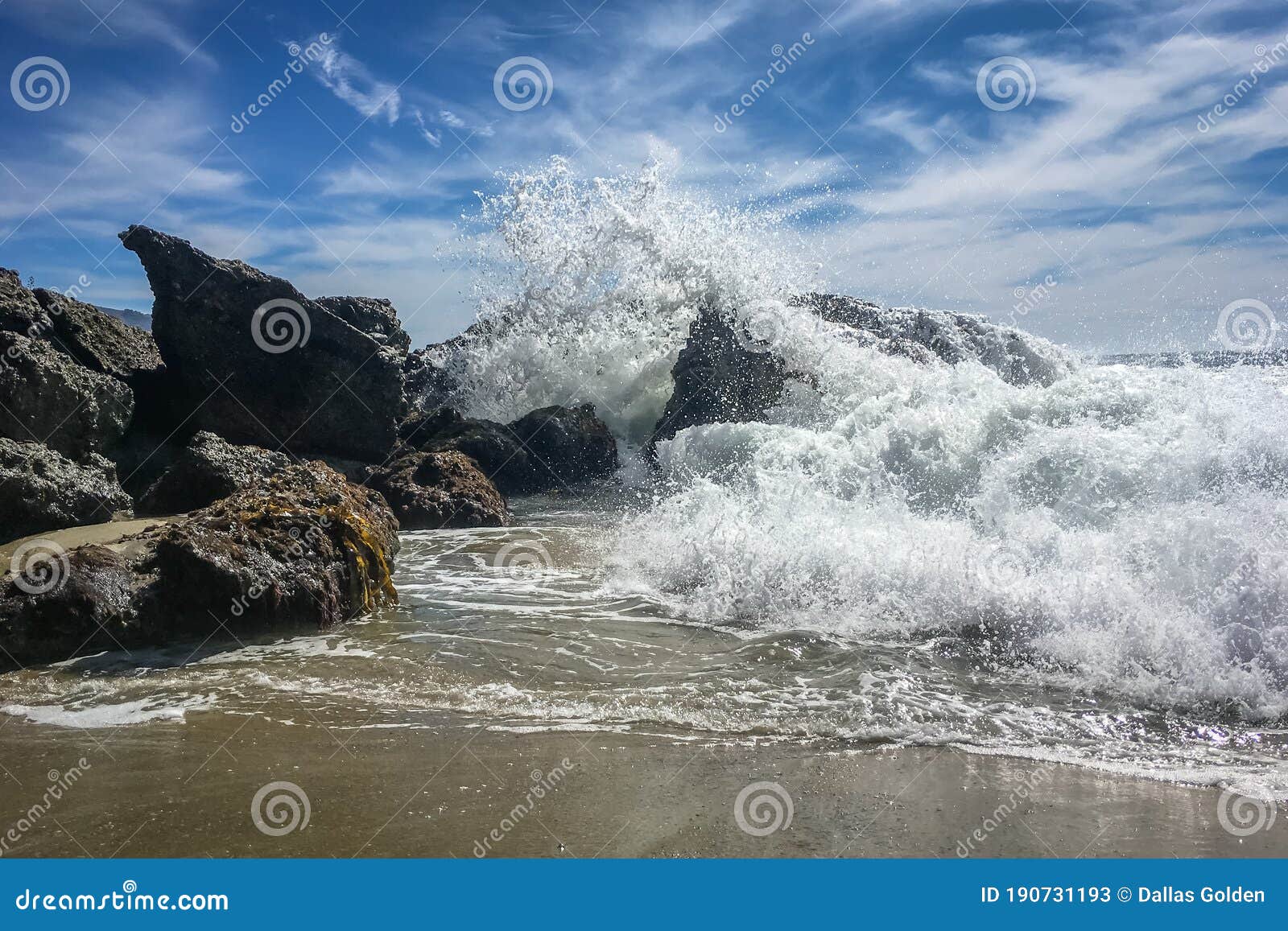 Waves Crashing on Rocks in California Stock Image - Image of wave, foam ...