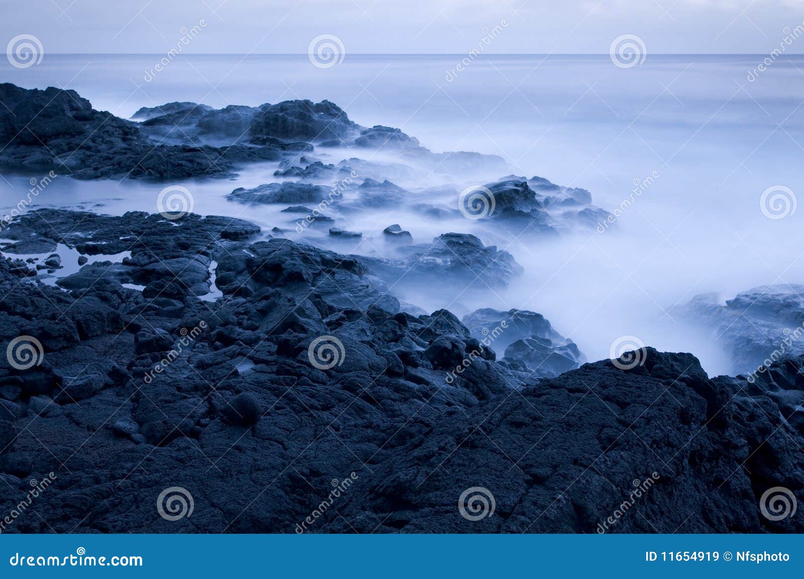 Waves Crashing on Rocky Coast at Dusk Stock Image - Image of rocks ...
