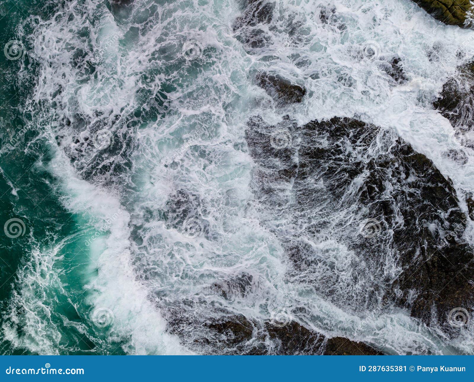 Waves Crashing on Seashore Rocks,Top View Sea Surface Waves Background ...