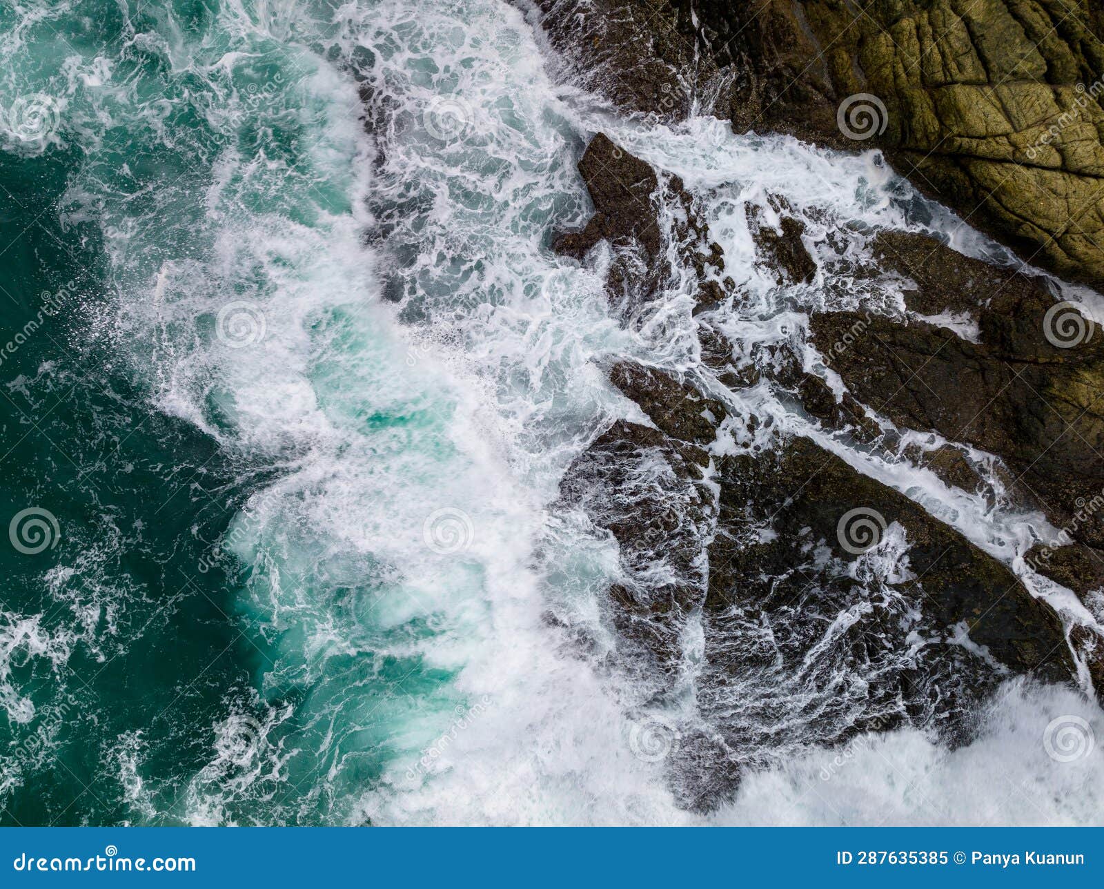Waves Crashing on Seashore Rocks,Top View Sea Surface Waves Background ...