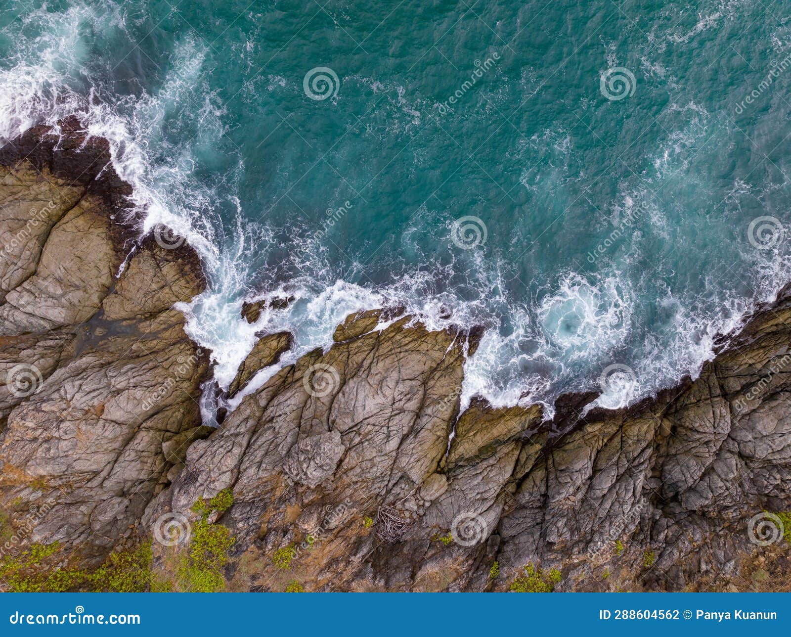 Waves Crashing on Seashore Rocks,Top View Sea Surface Waves Background ...