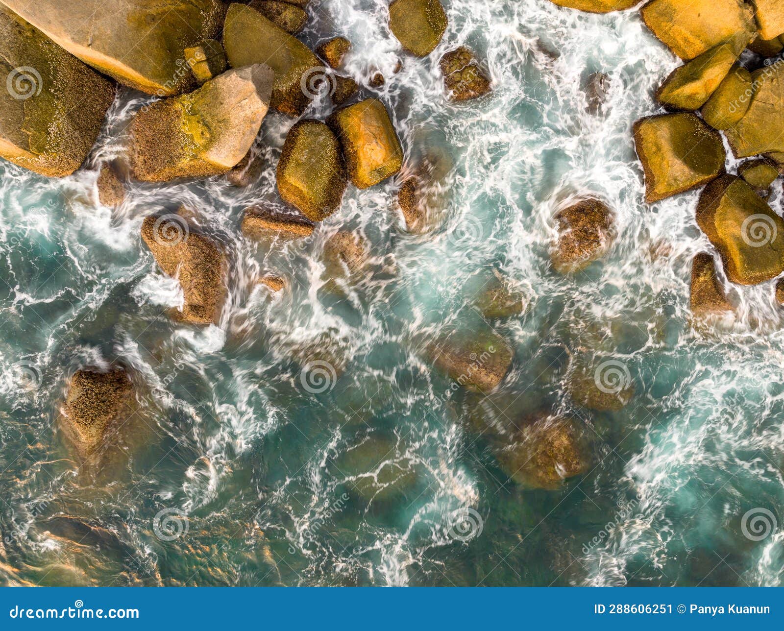 Waves Crashing on Seashore Rocks,Top View Sea Surface Waves Background ...