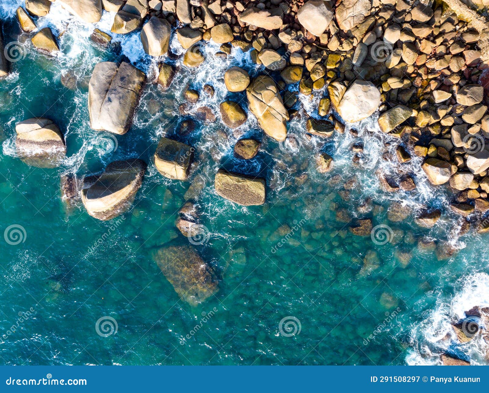 Waves Crashing on Seashore Rocks,Top View Sea Surface Waves Background ...