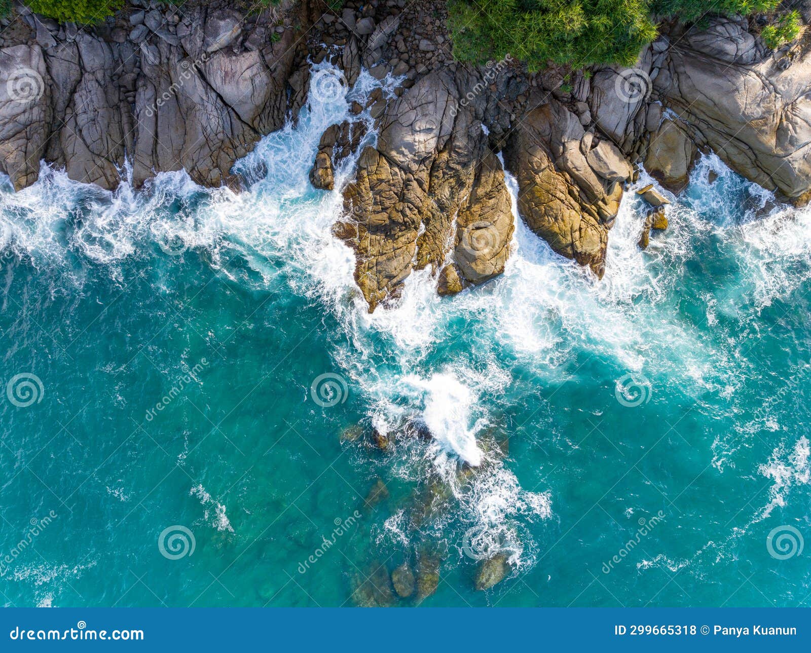 Waves Crashing on Seashore Rocks,Top View Sea Surface Waves Background ...