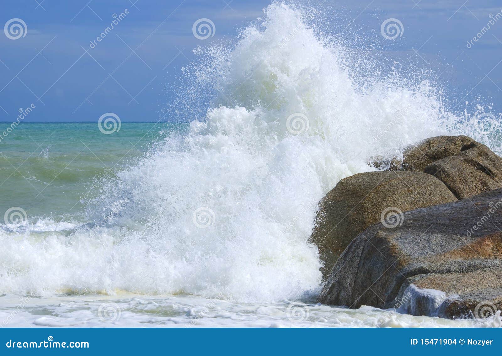 Waves Crushing into the Rocks Stock Photo - Image of beach, stones ...