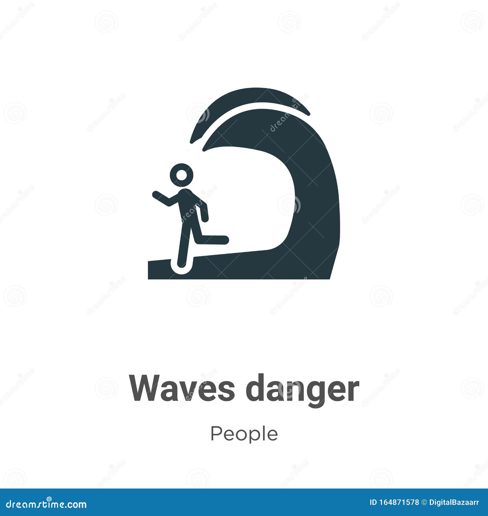 Waves Danger Vector Icon on White Background. Flat Vector Waves Danger ...