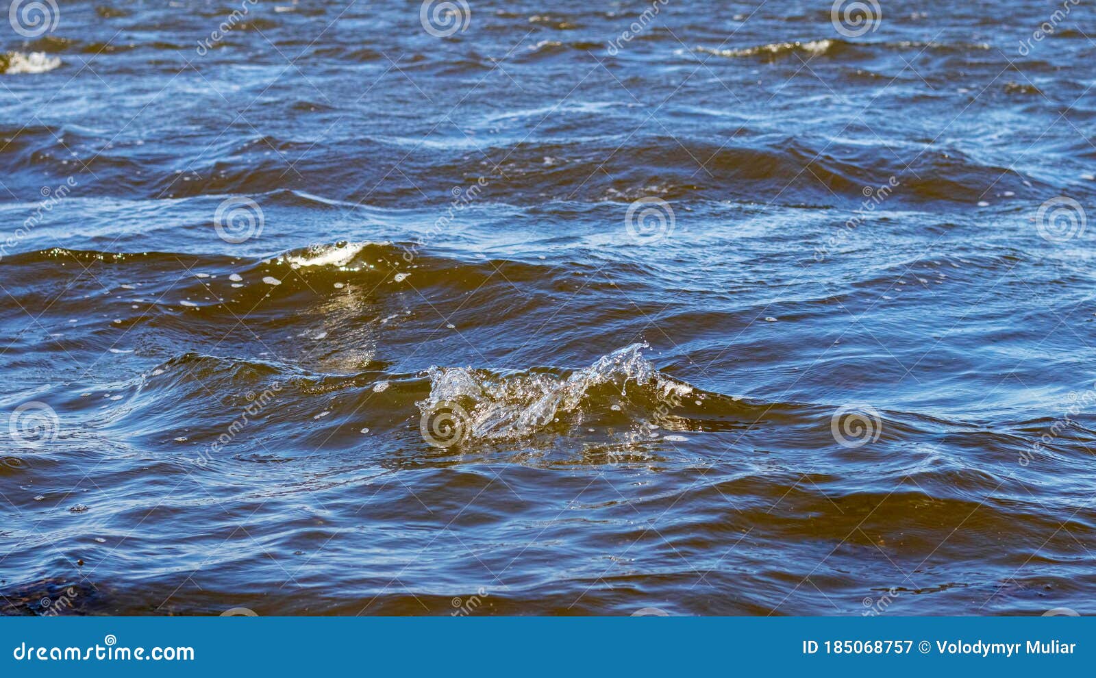 Waves on Dark Blue Water. Windy Cold Weather Stock Image - Image of ...