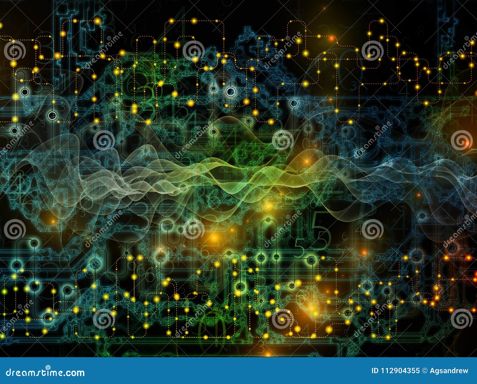 Waves of Data Flow stock illustration. Illustration of modern - 112904355
