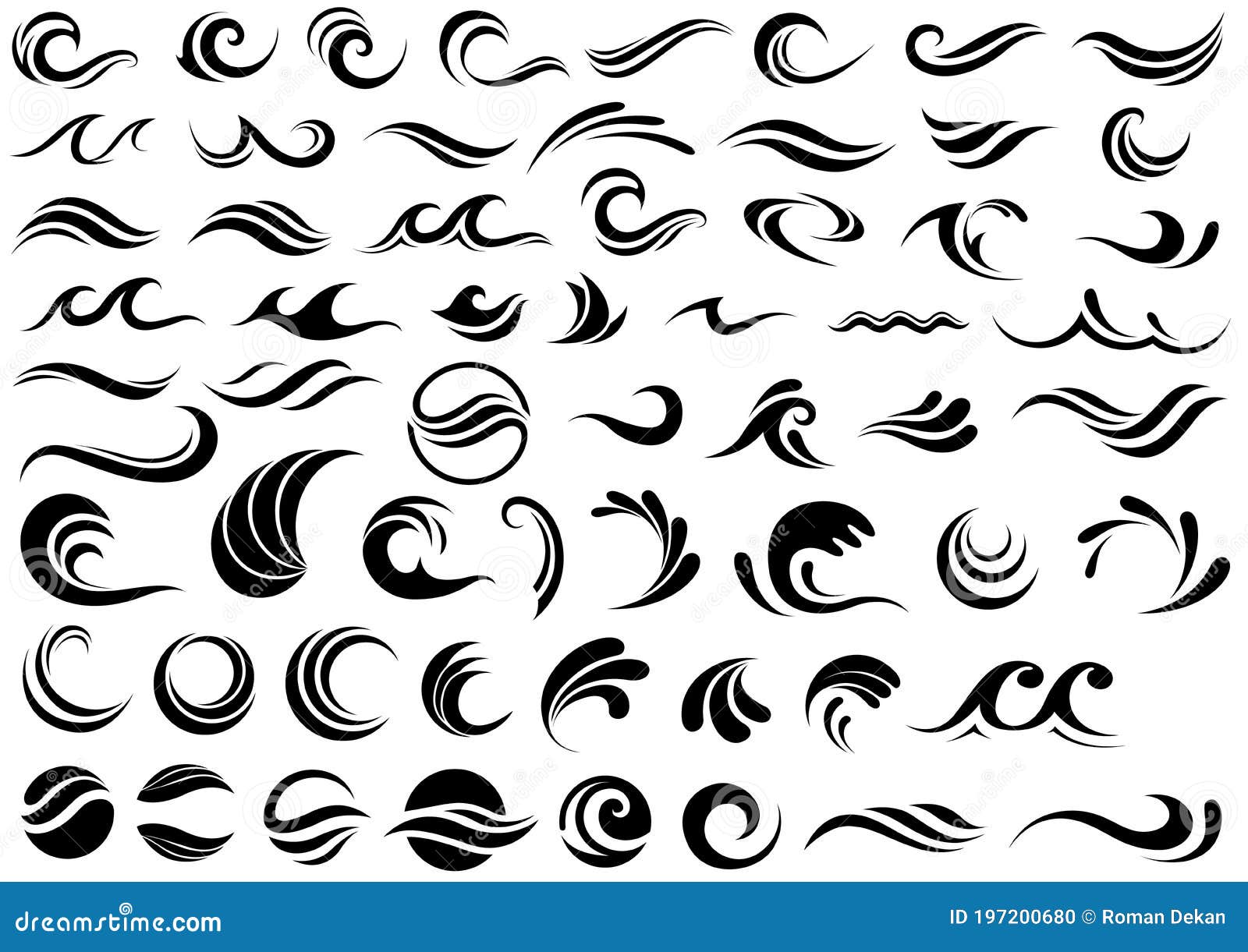 Waves Design Shapes Collection Stock Vector - Illustration of black ...