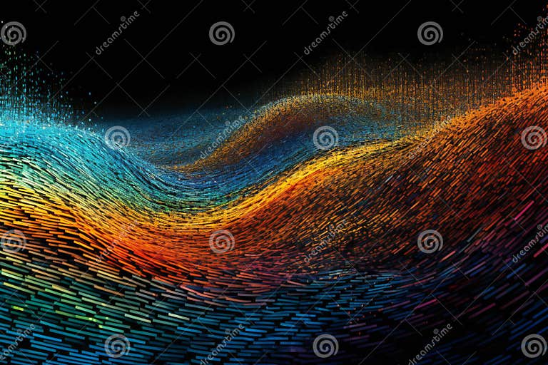 Digital Information Ocean - Binary Code Waves (AI Generated) Stock ...