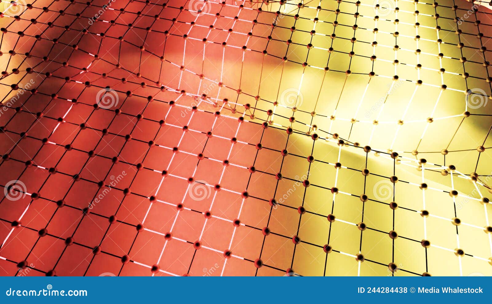 Waves Distorting Surface with Grid and Dots. Design. Colorful Surface ...