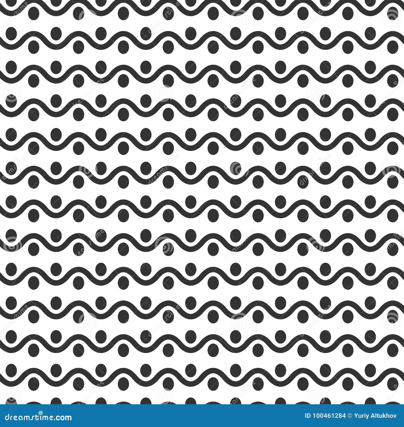 Waves and Dots. Seamless Pattern. Stock Vector - Illustration of ...