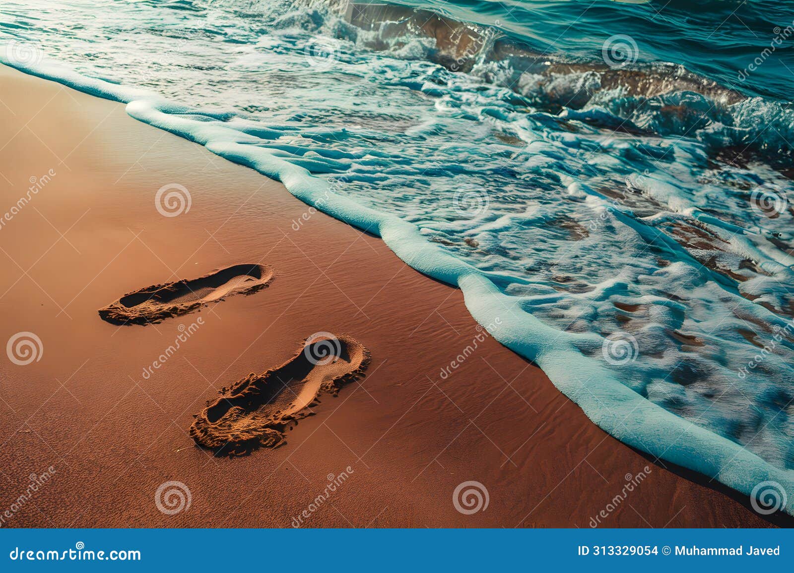 Waves Erasing Footprints in Beach Sand, Natures Cycle Photo Stock ...