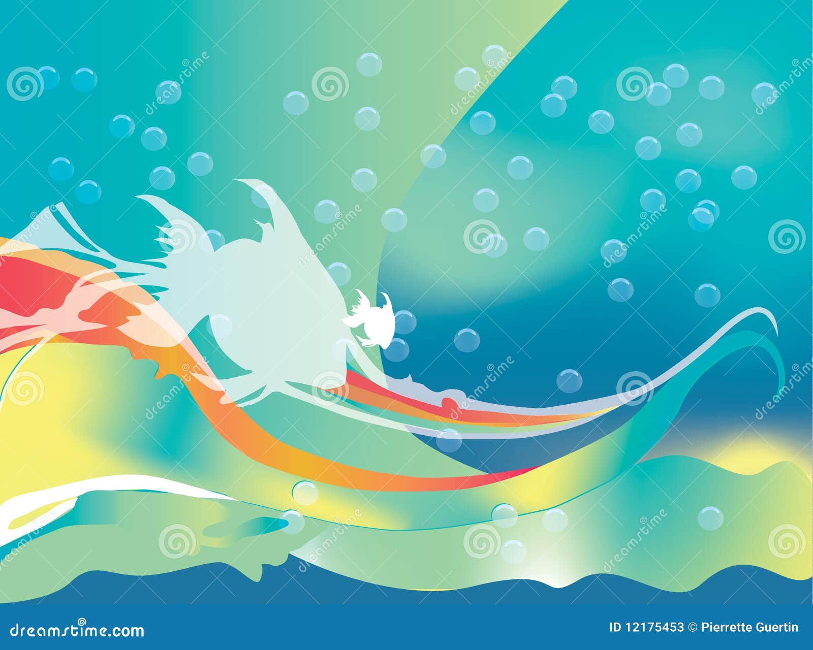 Waves, fish and bubbles stock illustration. Illustration of abstract ...