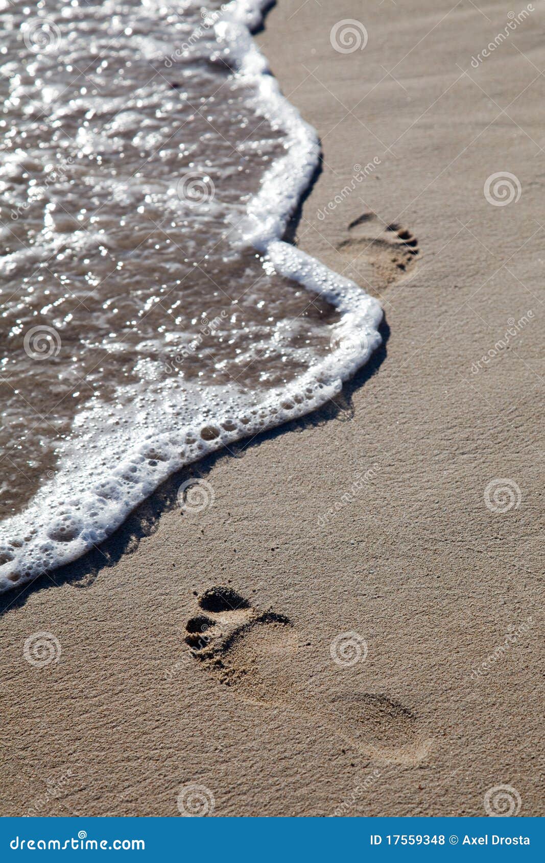 Waves and Footprints on Beach Stock Photo - Image of seashore, tidal ...