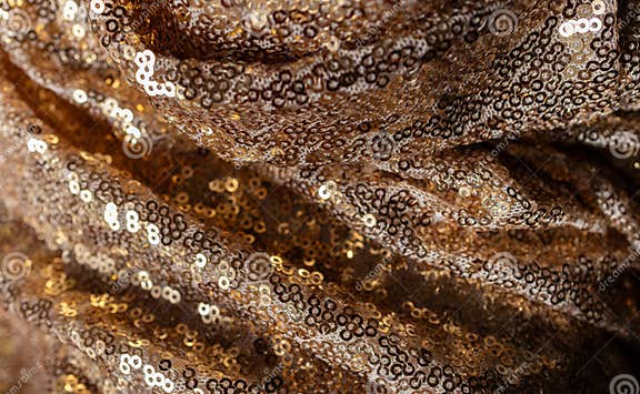Waves in Gold Glitter Fabric. Glitter Background. Glitter Fabric for ...
