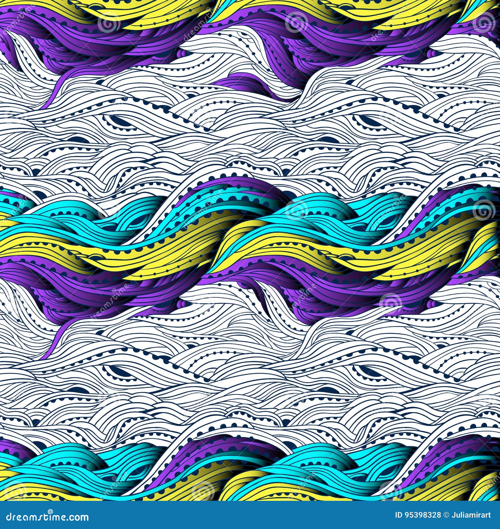 Waves Gradient Three Color stock vector. Illustration of doodle - 95398328