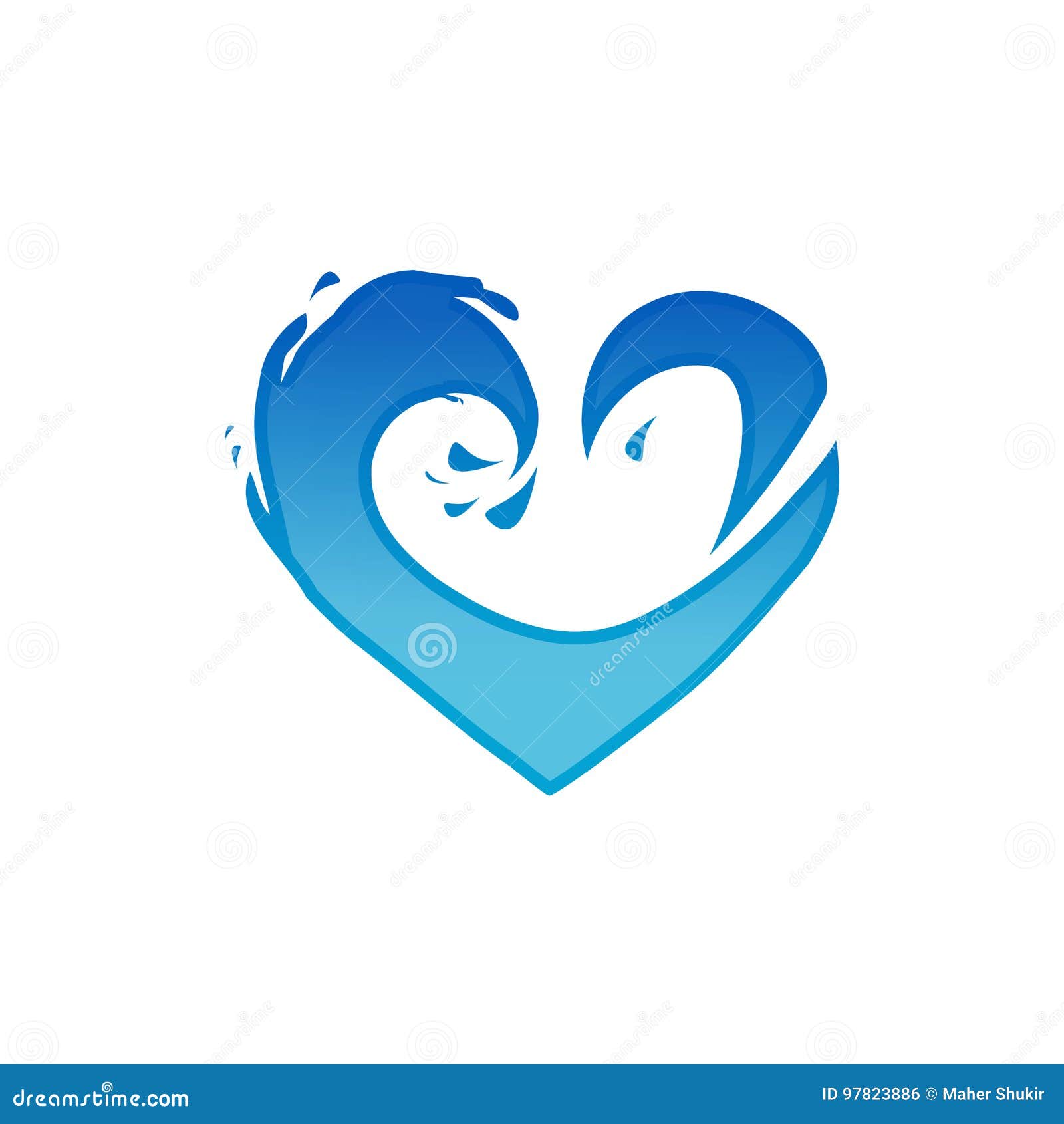 Waves heart logo stock vector. Illustration of blue, isolated - 97823886
