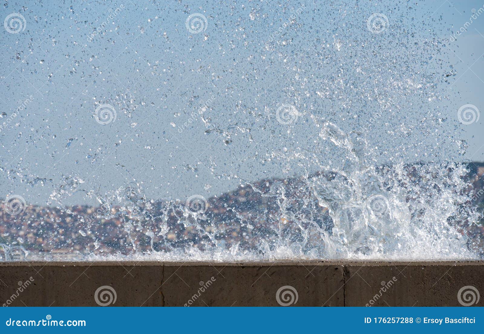Waves Hit the Concrete Wall and Splashing Sea Water Stock Photo - Image ...