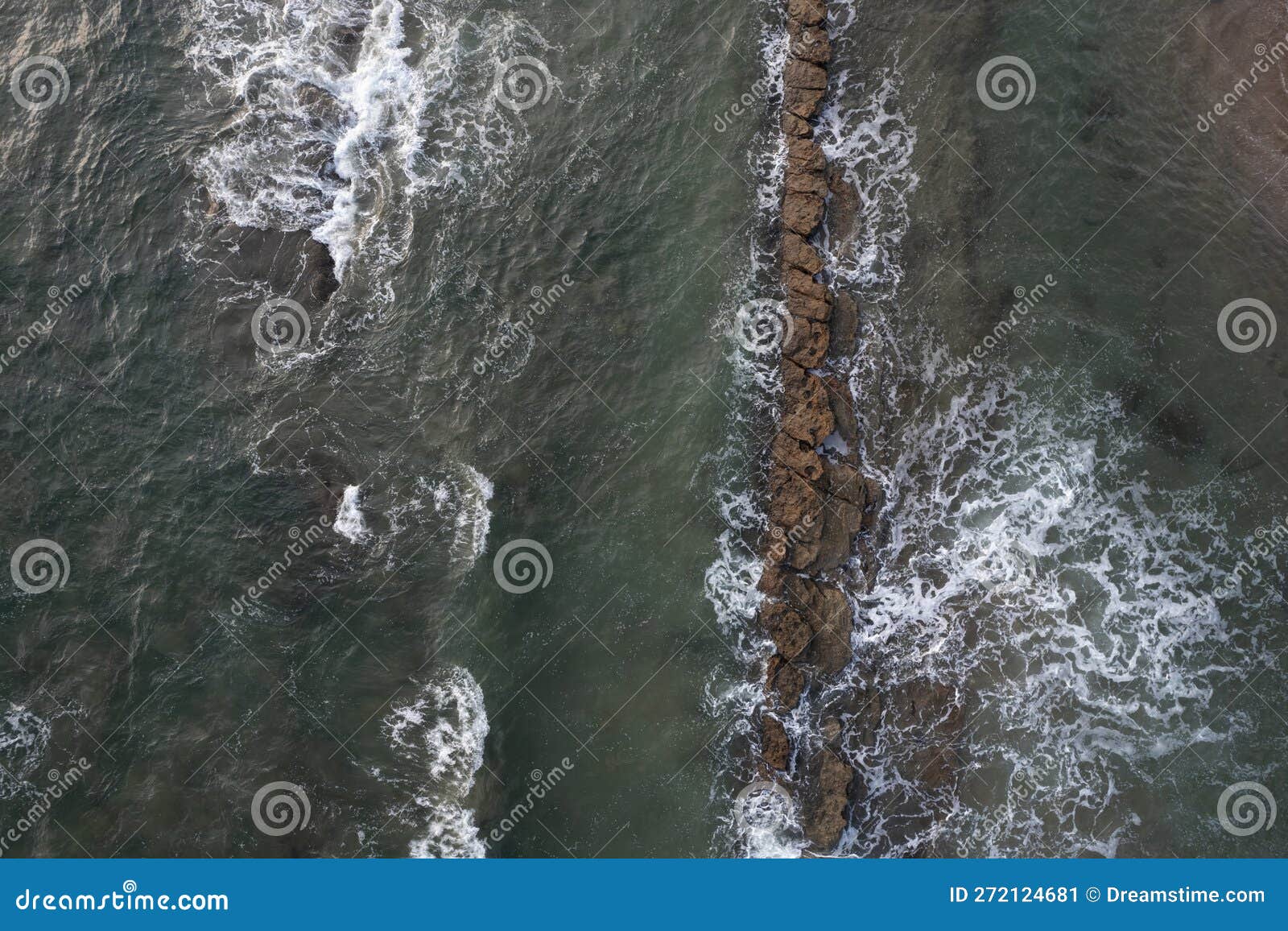 Waves Hit Rock Stone Above Top View Stock Image - Image of scenery ...