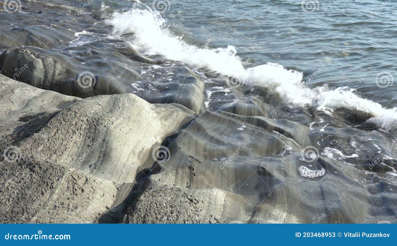 The Waves Hit the Rocks in Close-up. High Tide at Sea Stock Image ...