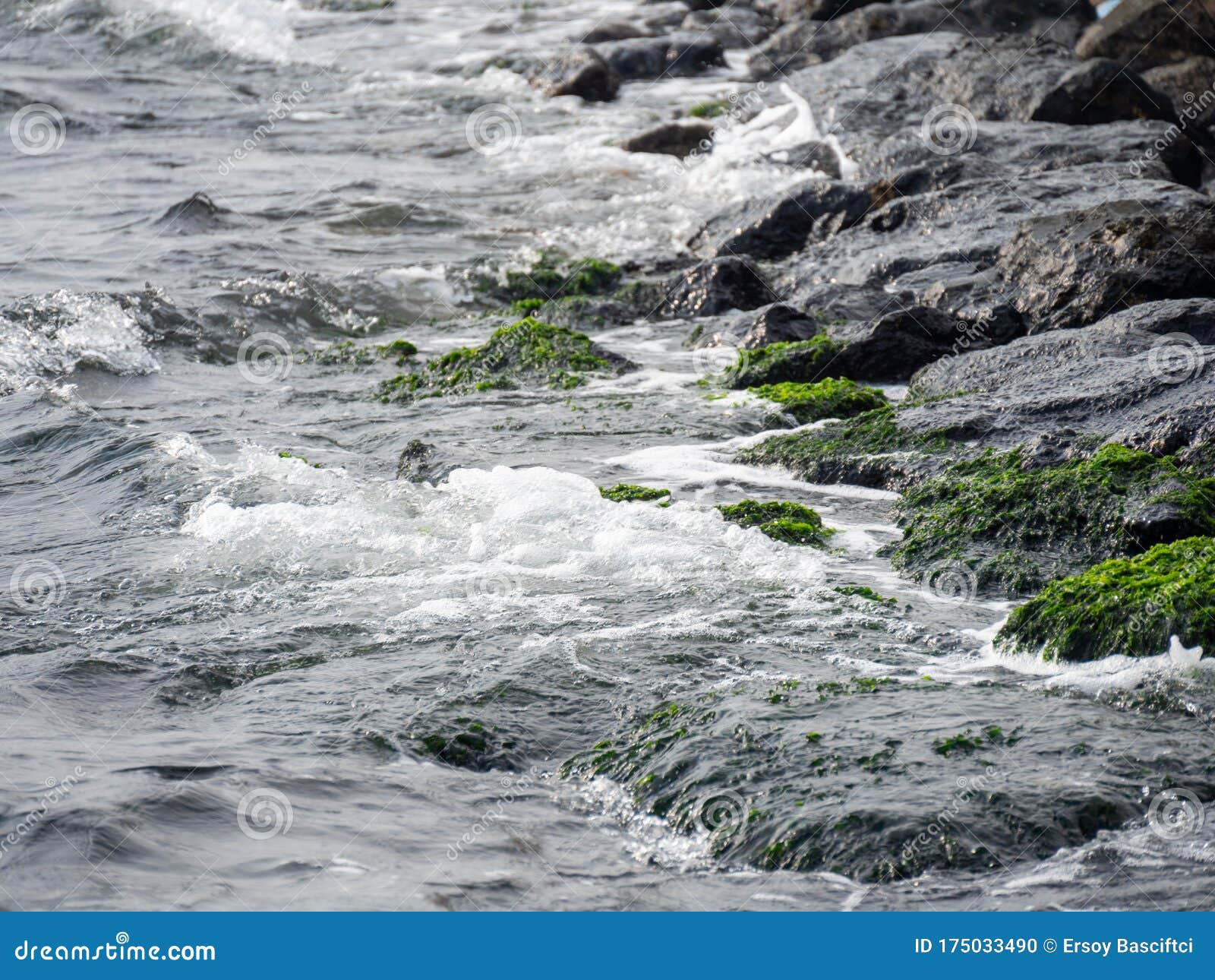 Waves Hit the Rocks and Splashing Sea Water Stock Photo - Image of ...