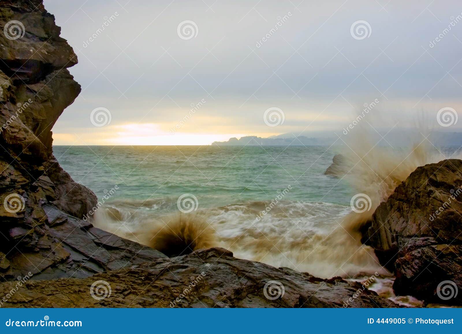 Waves Hitting Against Rocks Stock Image - Image of america, golden: 4449005