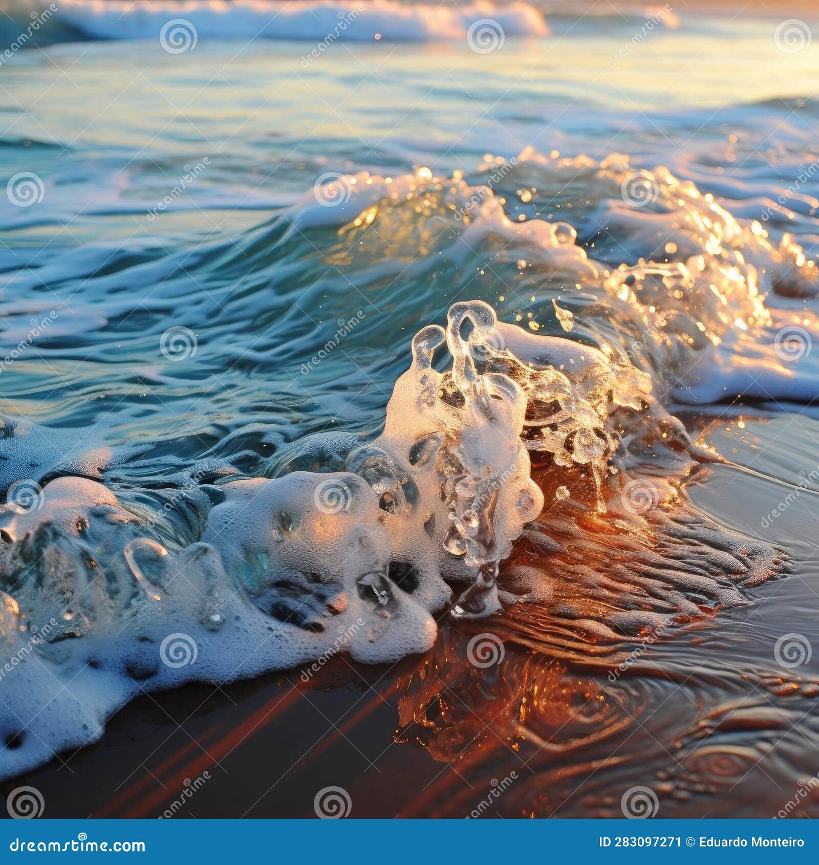 Waves Hitting the Shore at the Beach with Hyper-realistic Water Stock ...