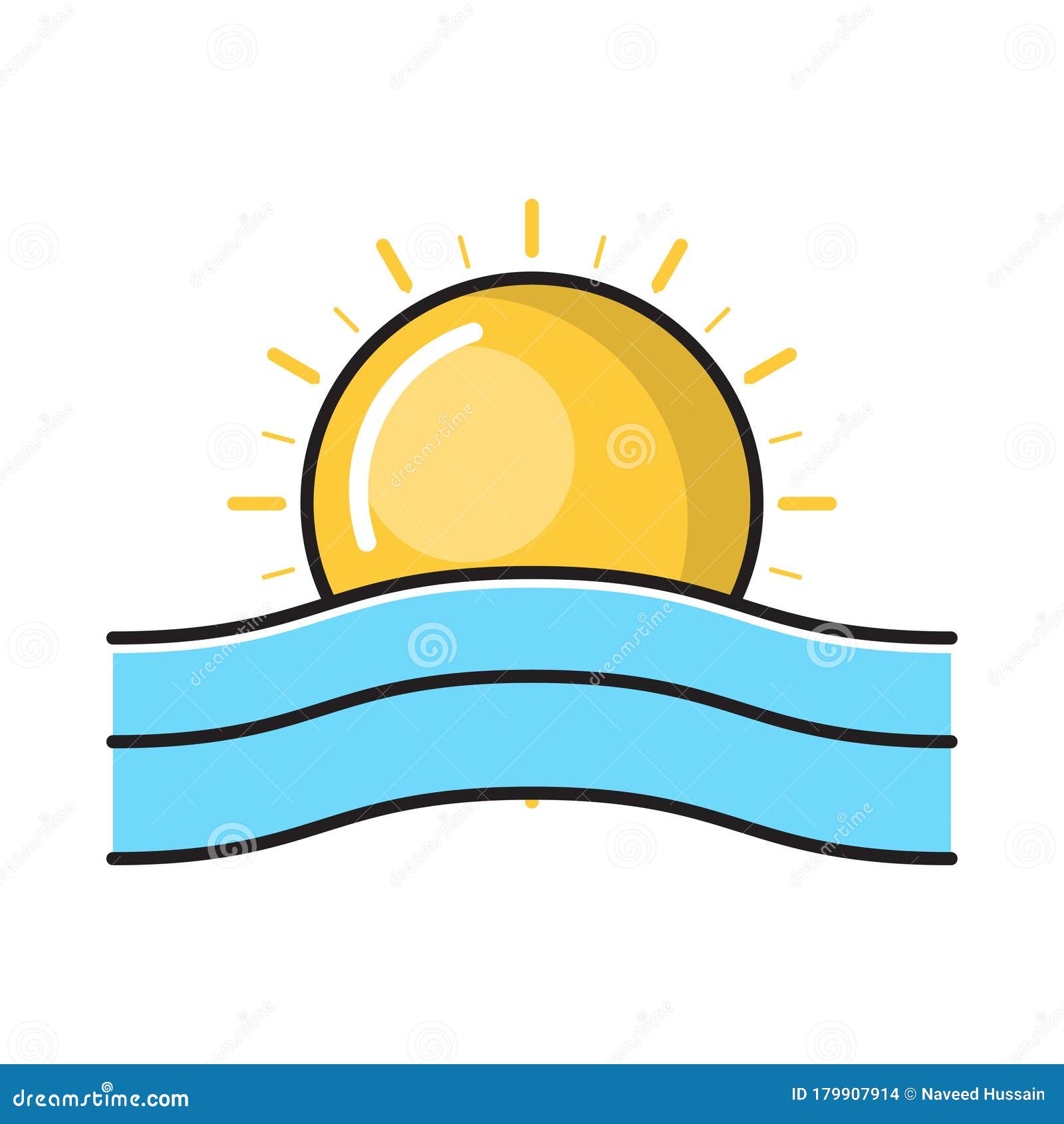 Waves Vector Flat Color Icon Stock Vector - Illustration of premium ...