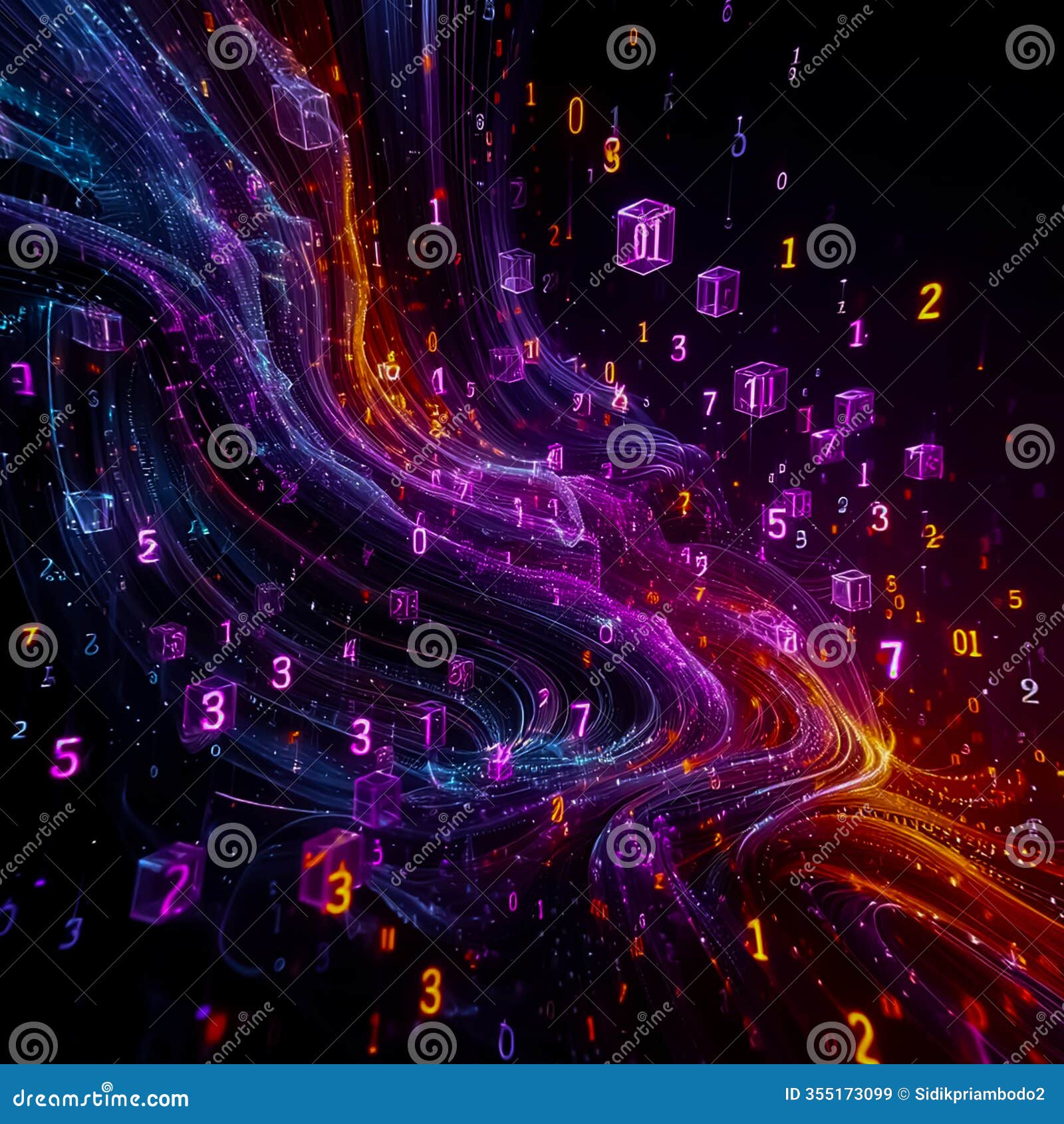 Waves line flow stock illustration. Illustration of generate - 355173099