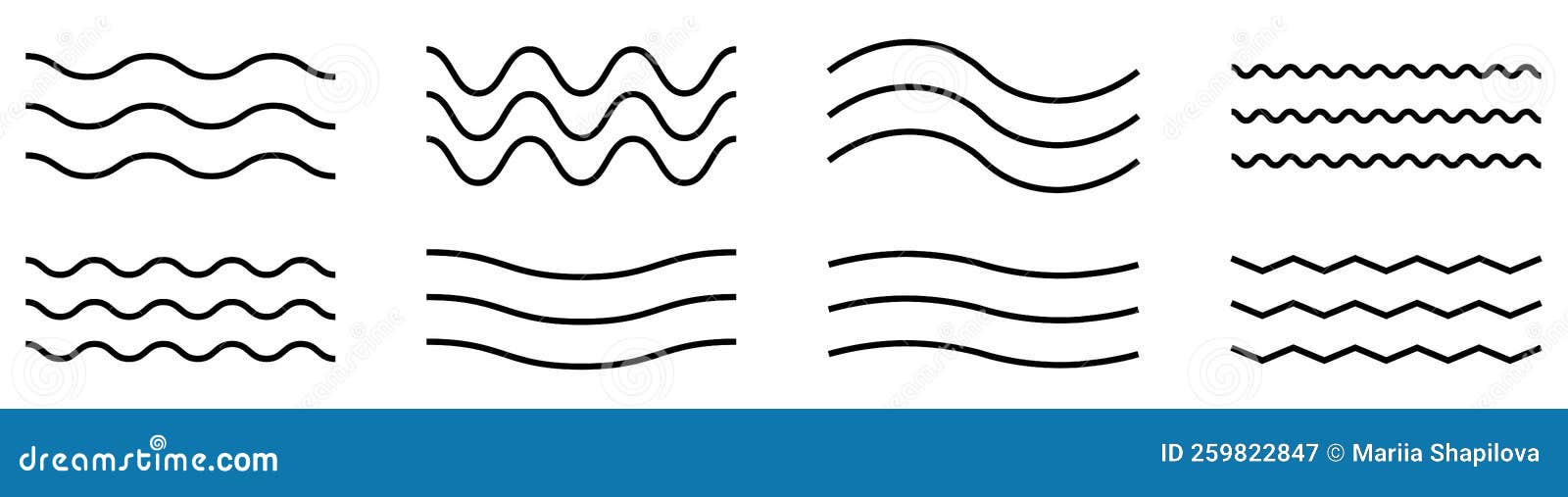 Waves line set stock vector. Illustration of water, ripple - 259822847