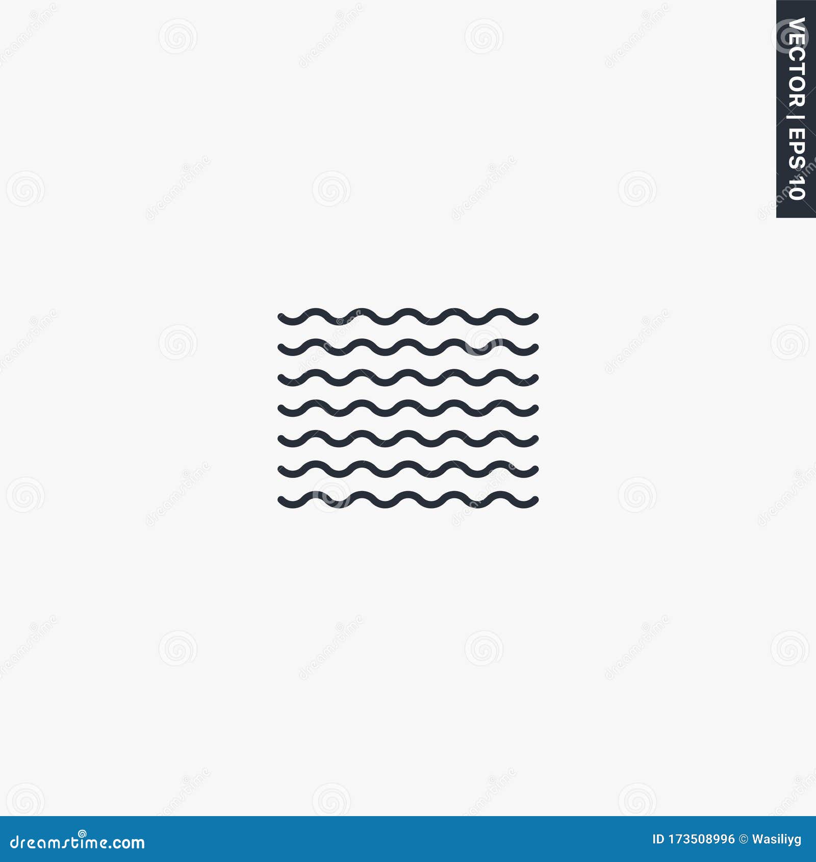 Waves, Linear Style Sign for Mobile Concept and Web Design Stock Vector ...