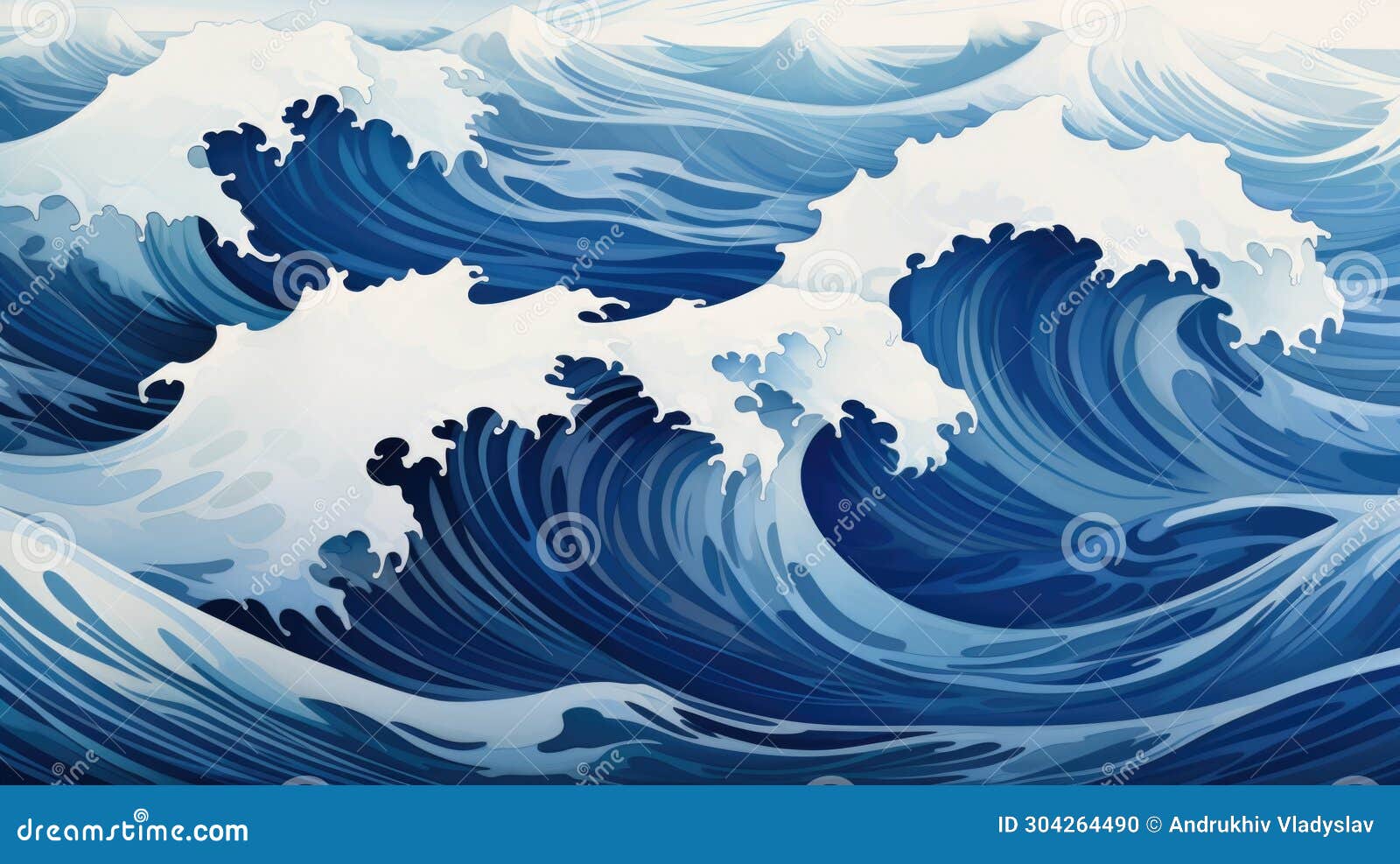 Waves in Navy Blue Colors, Abstract Illustration Stock Illustration ...
